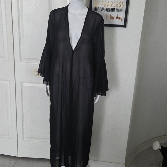 unbranded | Swim | Black Sheer Bell Sleeve Duster S 42 Bust | Poshmark